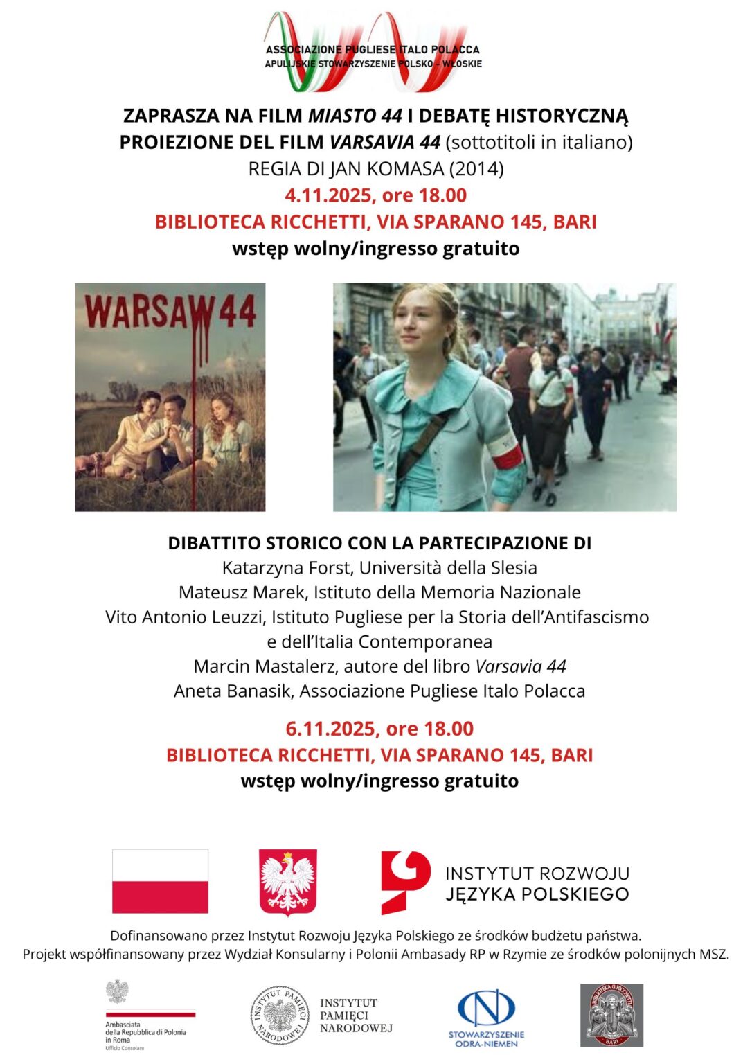 Bari: Zaproszenie na film pt. Miasto 44 oraz debatę historyczną ...